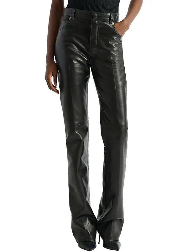 Balmain High-waisted Leather Trousers - Black