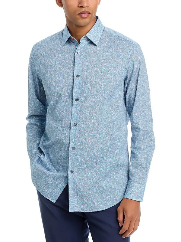 Paul Smith Leaf Print Shirt - Light Blue