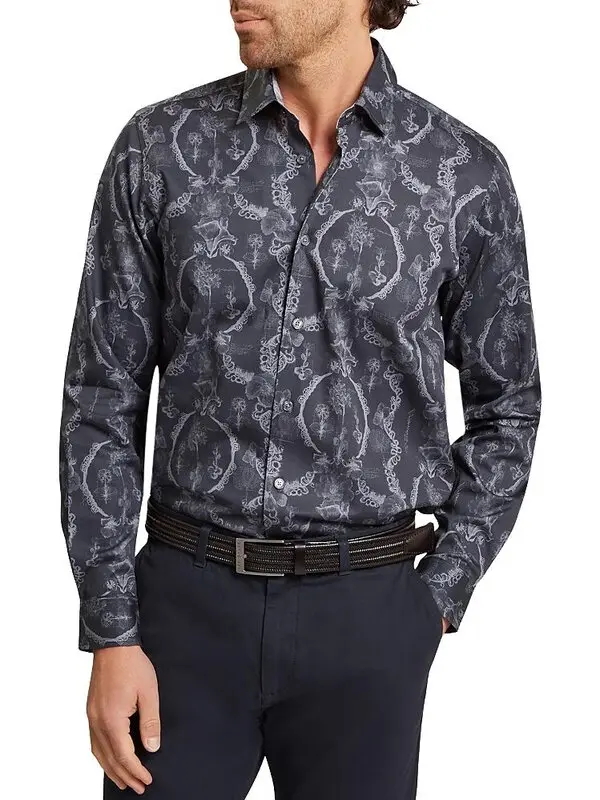 Ted Baker London Baddley Regular Fit Lace Pattern Shirt - Navy