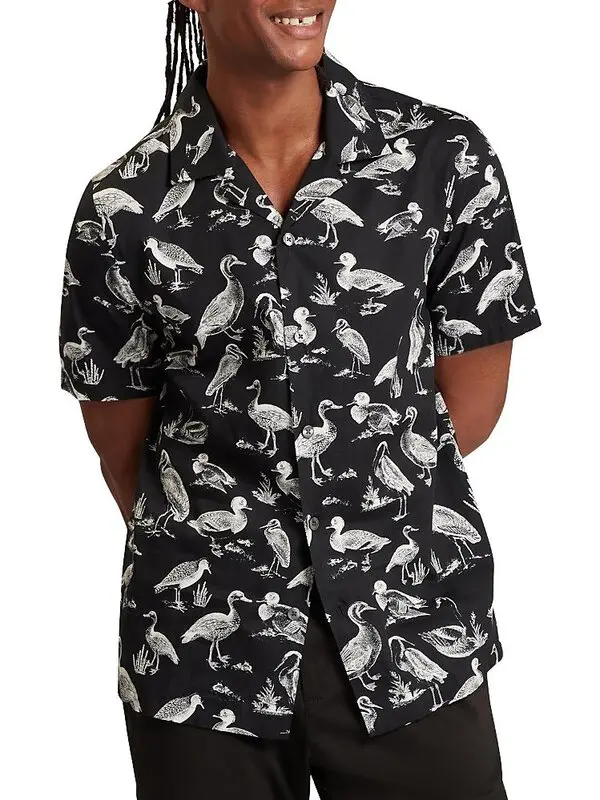 Ted Baker London Yamal Regular Fit Duck Pattern Shirt - Black