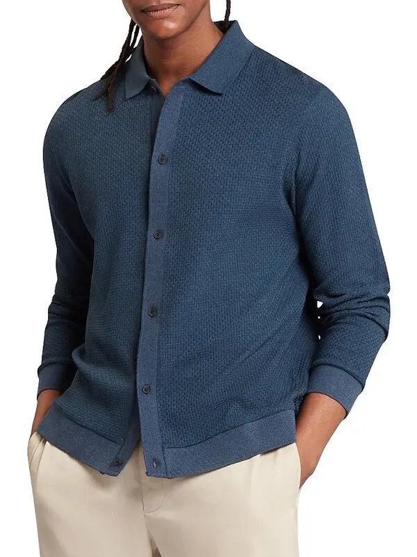 Ted Baker London Wilkes Regular Fit Long Sleeve Polo Shirt - Mid Navy