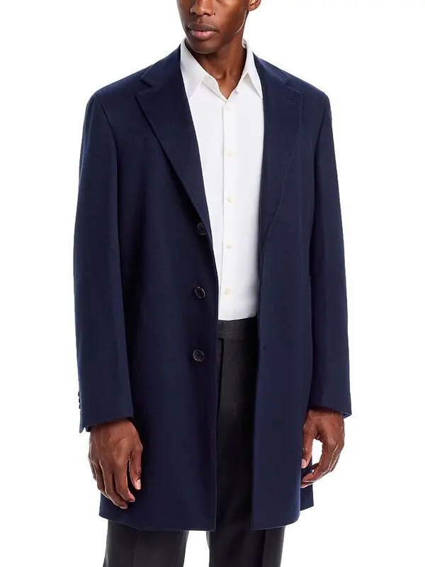 Canali Kei Wool Topcoat - Navy