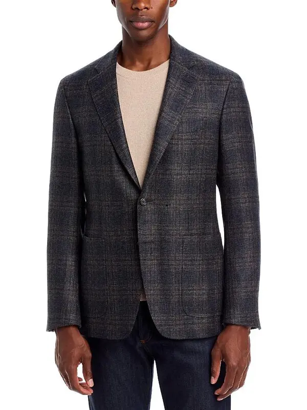 Canali Kei Tonal Plaid Trim Fit Sport Coat - Charcoal