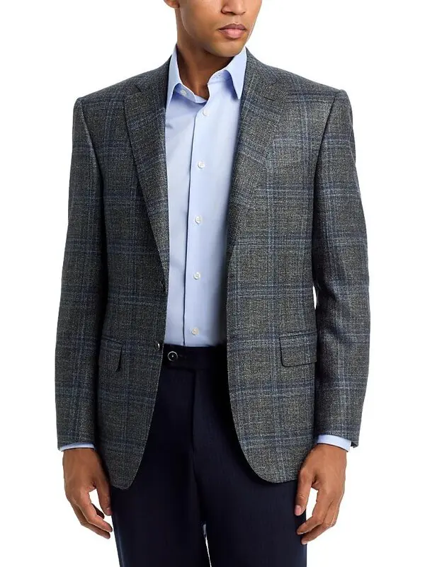 Canali Regular Fit Check Sport Coat - Charcoal