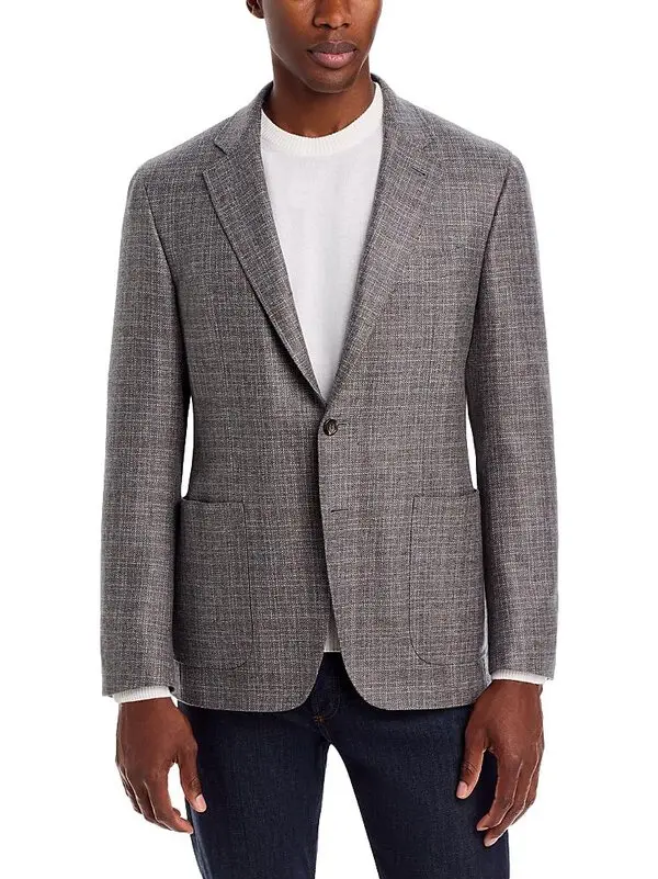 Canali Kei Textured Solid Trim Fit Sport Coat - Grey