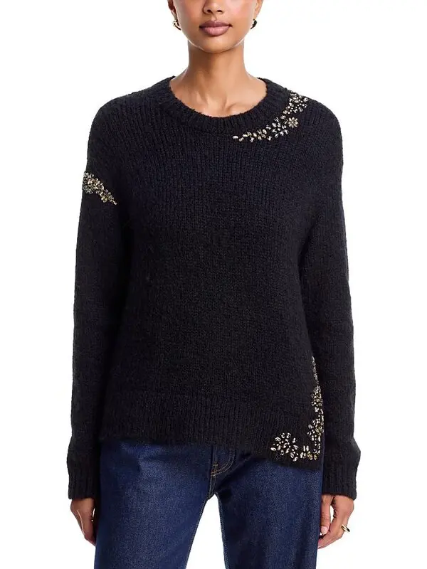 Cinq À Sept Crystal Lace Lilliana Sweater - Black