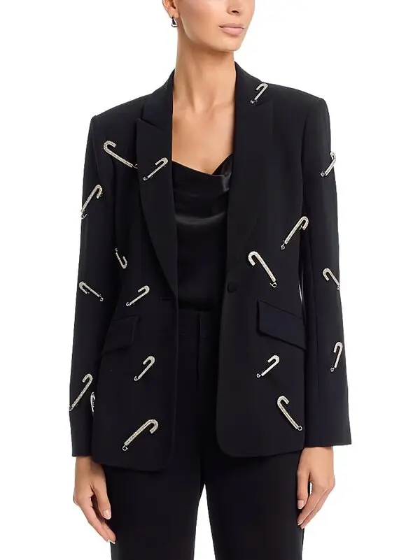 Cinq À Sept Embellished Safety Pin Blazer - Black