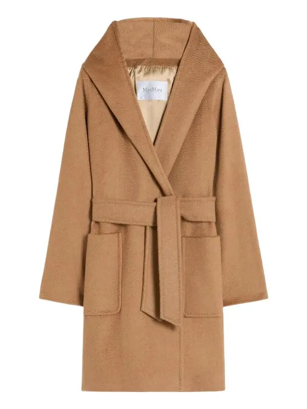 Max Mara Hooded Coat With Belt - Camel