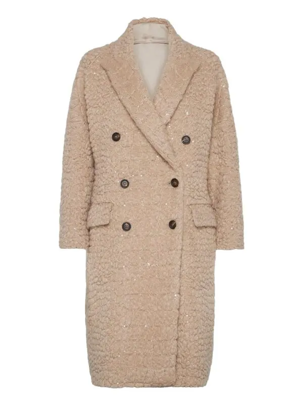 Brunello Cucinelli Boucle Sequin Coat - Nude