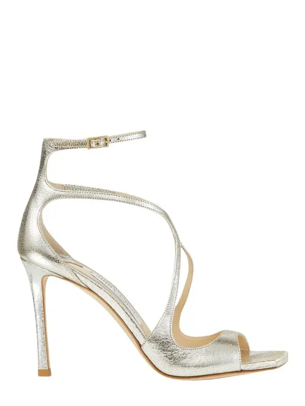JIMMY CHOO Champagne Glitter Leather Sandals - White