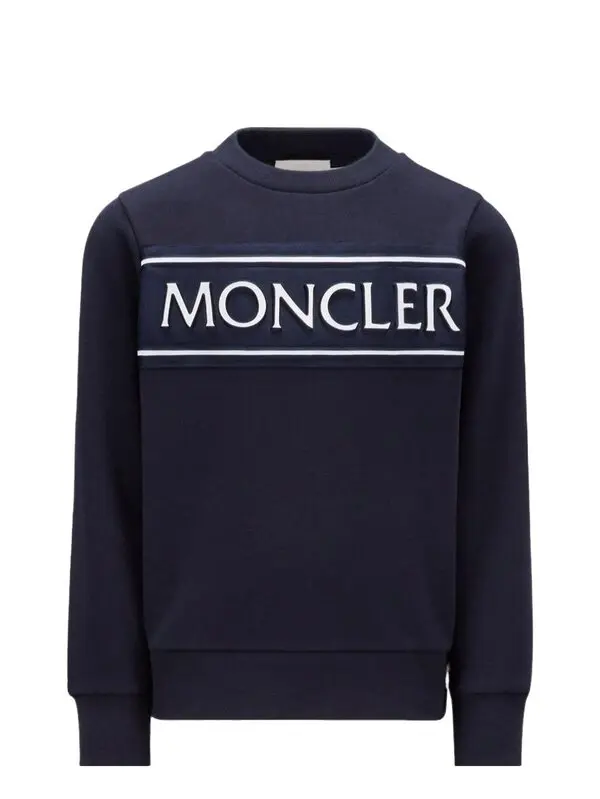 Moncler Logo Print Crewneck Sweatshirt - Midnight Blue