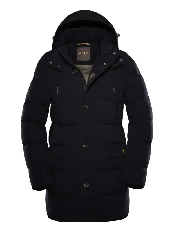 MOORER Button-down Hooded Down Coat - Dark Blue