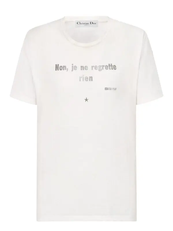 Dior Non, Je Ne Regrette Rien" T-shirt In Technical Cotton - White