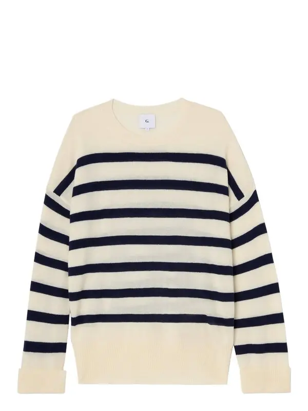 GWYN Jules Cashmere Sweater - Ivory,navy