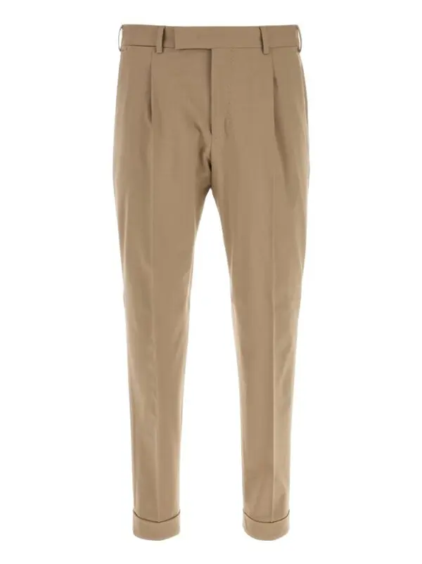 PT TORINO Pleated Turned-up Trousers - Beige