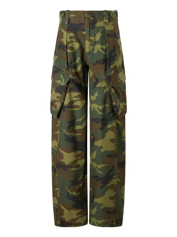 R13 Camouflage Cotton-canvas Barrel-leg Cargo Pants - Black
