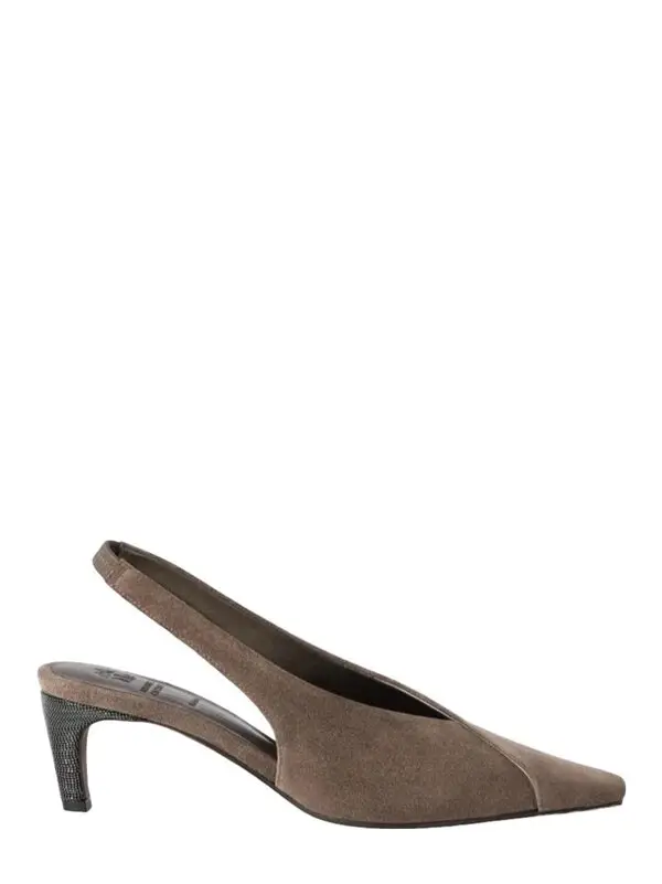 Brunello Cucinelli Suede Slingback Pumps - Brown
