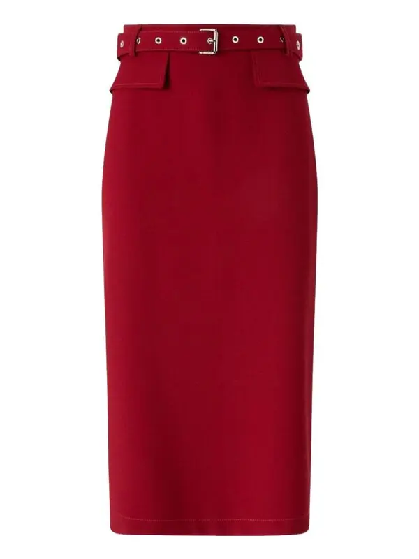 Pinko Belted Slit-detail Midi Skirt - Red