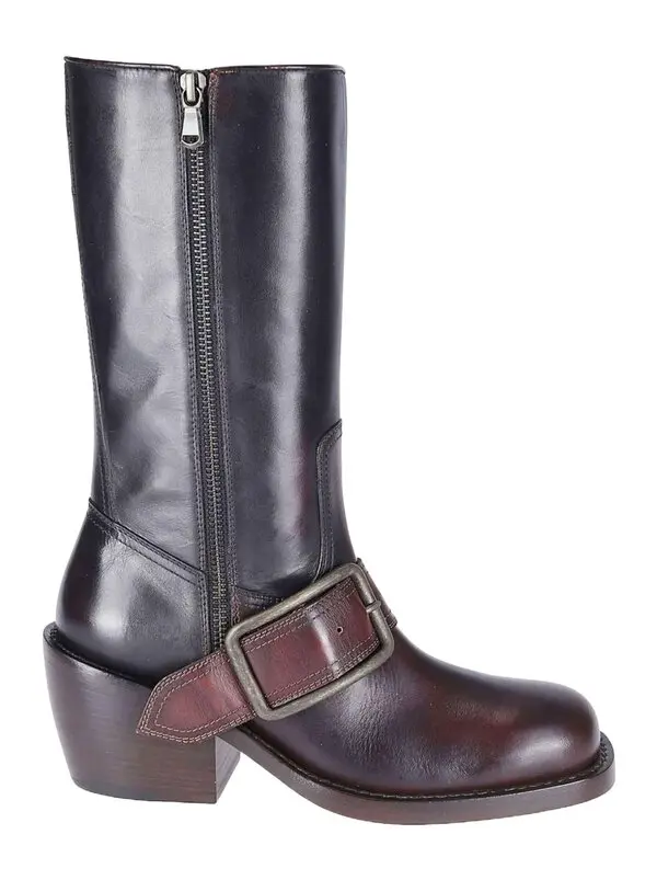 Dries Van Noten Knee-high Zipped Boots With Buckle Detail - Tan