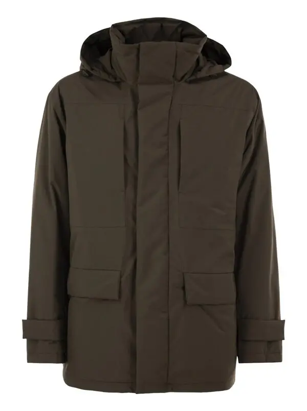 Herno Long-sleeved Down Jacket With Hood - Black