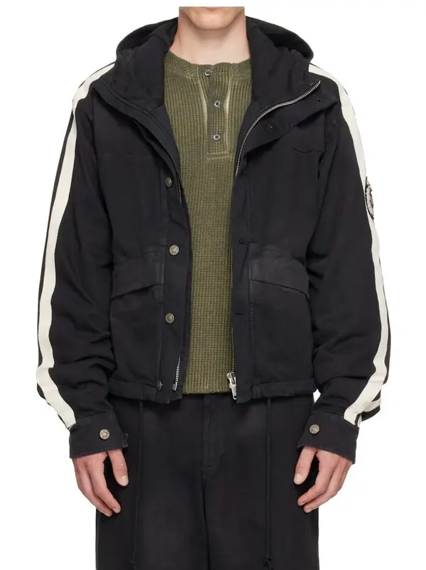 424 FAIRFAX Racing Jacket With Stripe Appliqués - Black