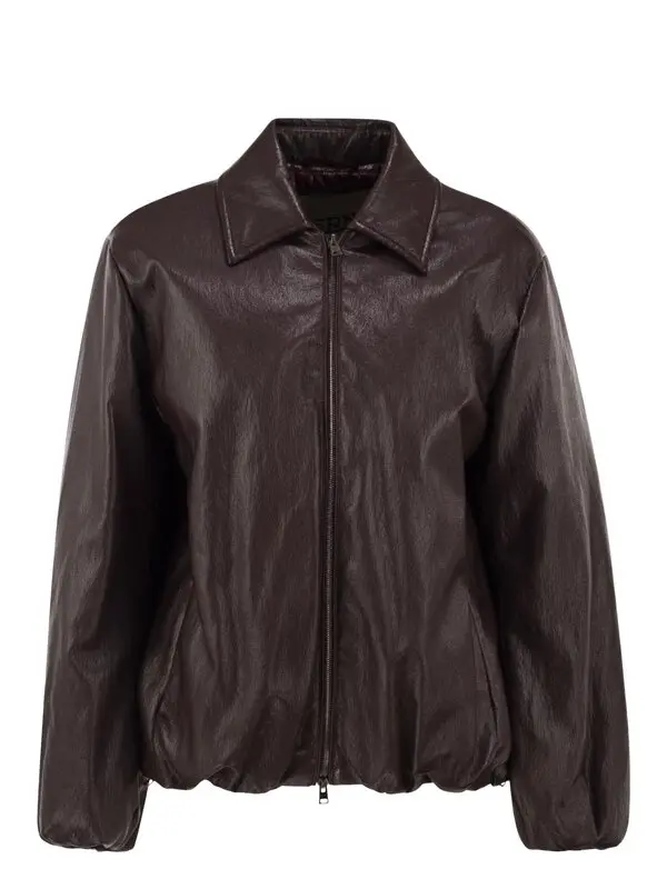 Herno Long-sleeve Leather Jacket - Black