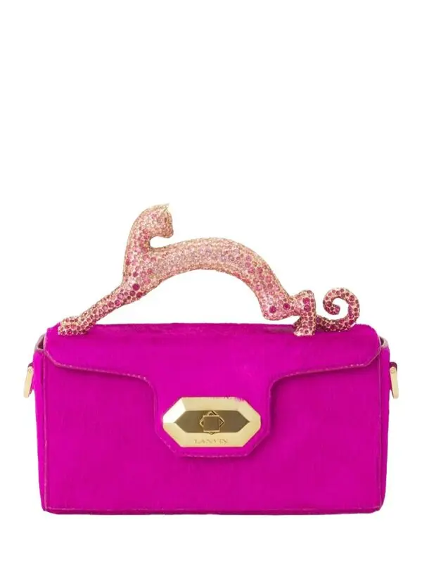 LANVIN Pencil Cat" Nano Bag In Pony And Rhinestones - Pink