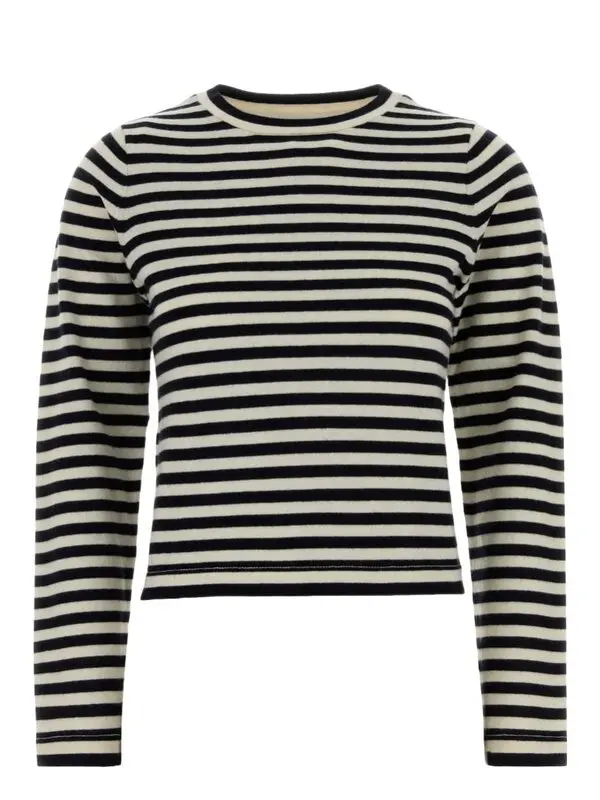 Extreme Cashmere Striped Knit Top - Black