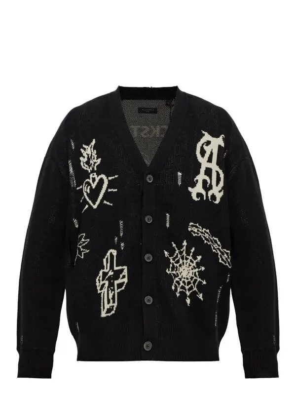 ALLSAINTS Graphic V-neck Cardigan - Black