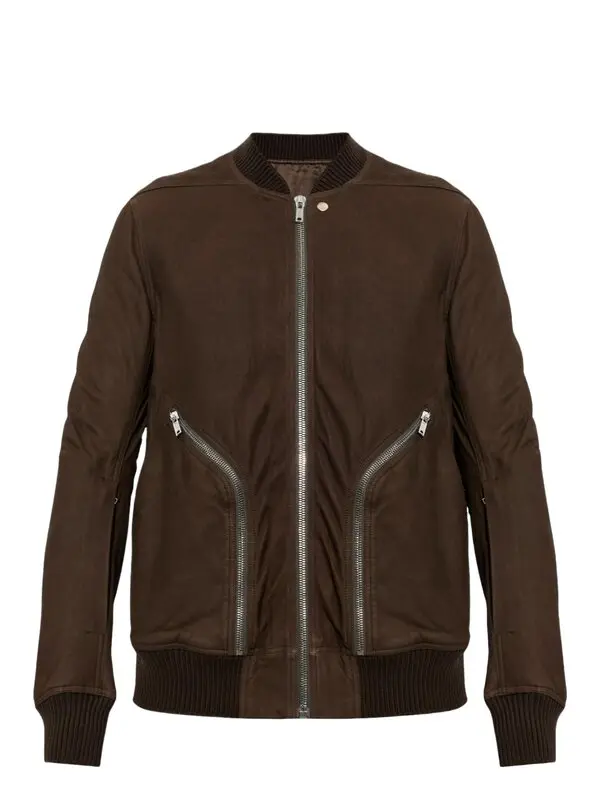 Rick Owens Zip Detail Bomber Jacket - Brown