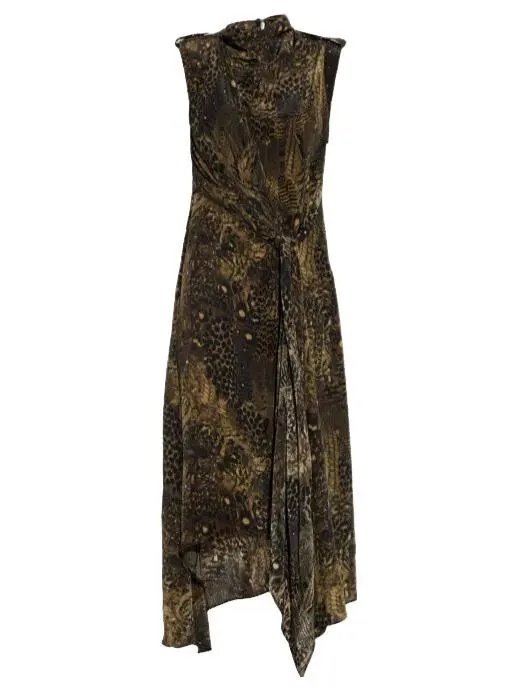 ALLSAINTS Sleeveless Asymmetrical Hem Printed Dress - Green