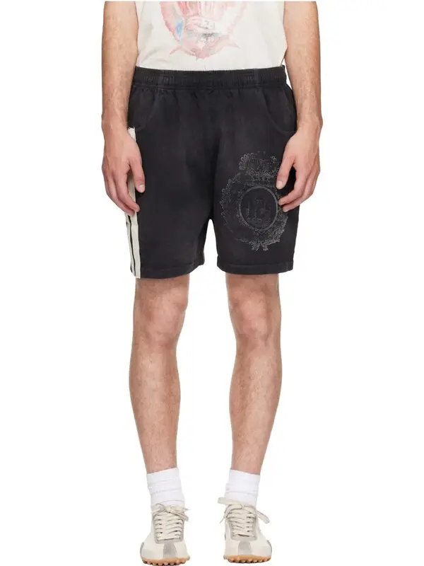 424 FAIRFAX Printed Pattern Athletic Shorts - Black