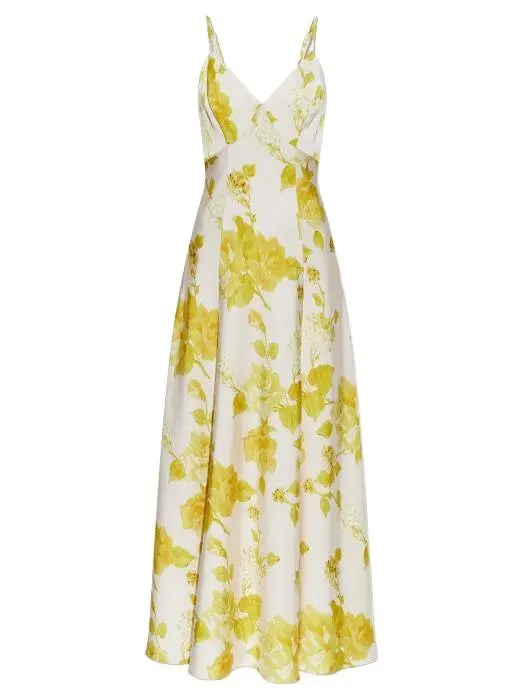 ALLSAINTS Floral Print Spaghetti Strap V-neck Maxi Dress - Yellow