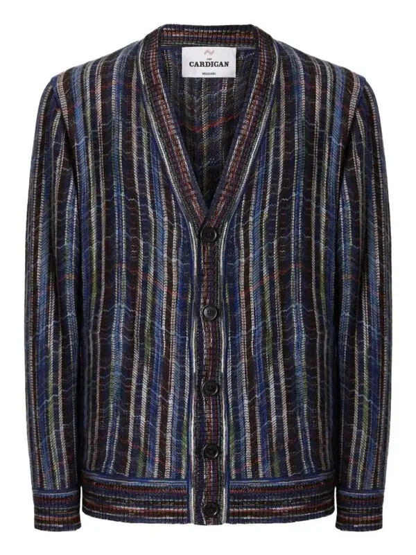 Missoni Zigzag-knit Button-up Cardigan - Blue