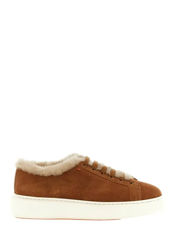 Santoni Cleanmount Shearling Lined Sneakers - Brown