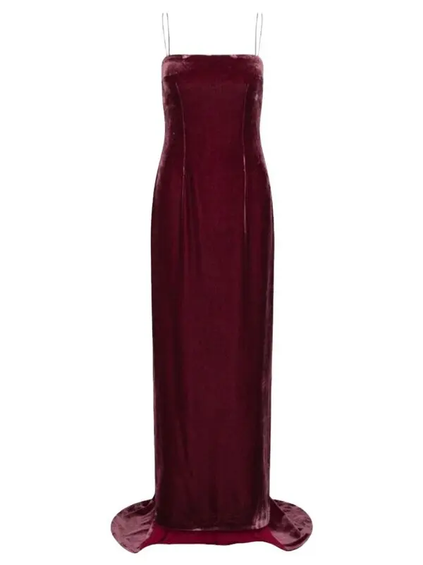 ROTATE BY BIRGER CHRISTENSEN Silk Velvet Strap Gown - Deep Red