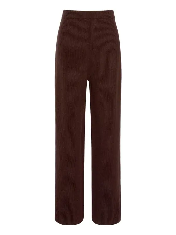 Sportmax Ribbed Knit Elastic Waist Casual Pants - Chocolate