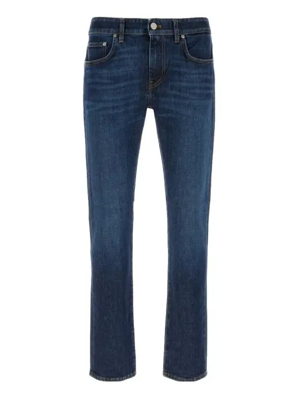 PT TORINO Faded Effect Logo Patch Jeans - Blue