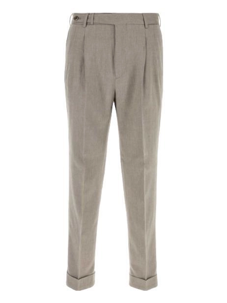 PT TORINO Pleated Turn-up Trousers - Nude