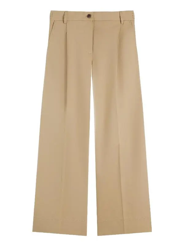 Tommy Hilfiger Logo Embroidered Wide Leg Chinos - Camel