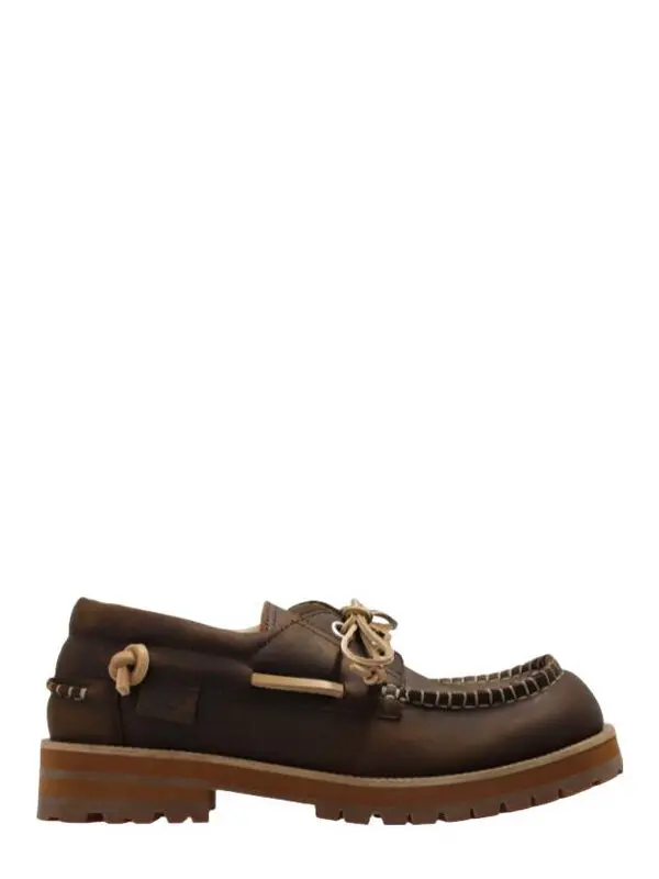 Moschino Whipstitch Lug-sole Boat Shoes - Brown