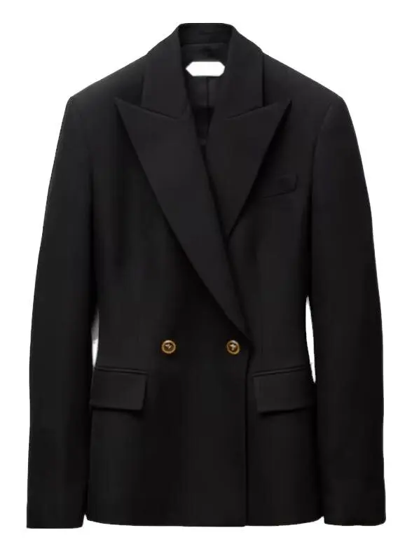 Versace Wool Grain De Poudre Blazer With Medusa Hardware - Black