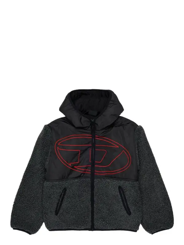 DIESEL® Logo Embroidered Fleece-panel Bomber Jacket - Black