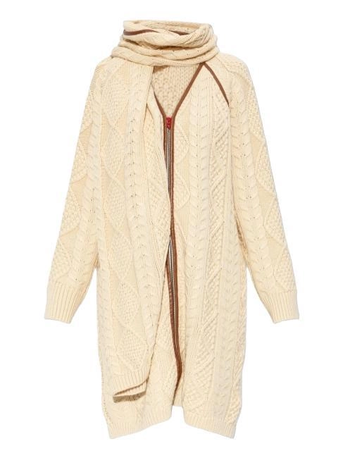 DIESEL® Long Cardigan With Zipper Detail - Cream