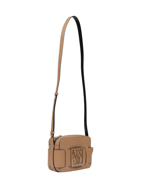 Armani Exchange Zippered Shoulder Bag With Embossed Logo - No