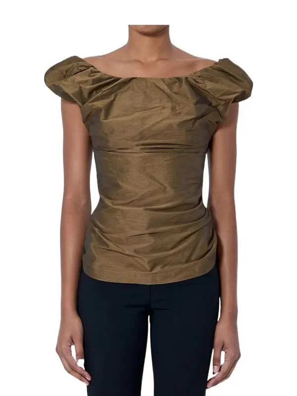 VIVIENNE WESTWOOD Ginnie Off-shoulder Top With Ruched Detailing - Brown