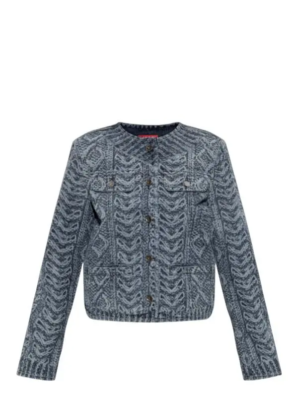 DIESEL® Casual Button-down Jacket With Metal Trims - Blue