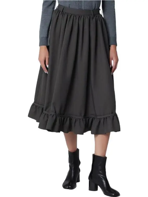 MAISON MARGIELA Midi Skirt With Ruffled Flounce Hem - Grey