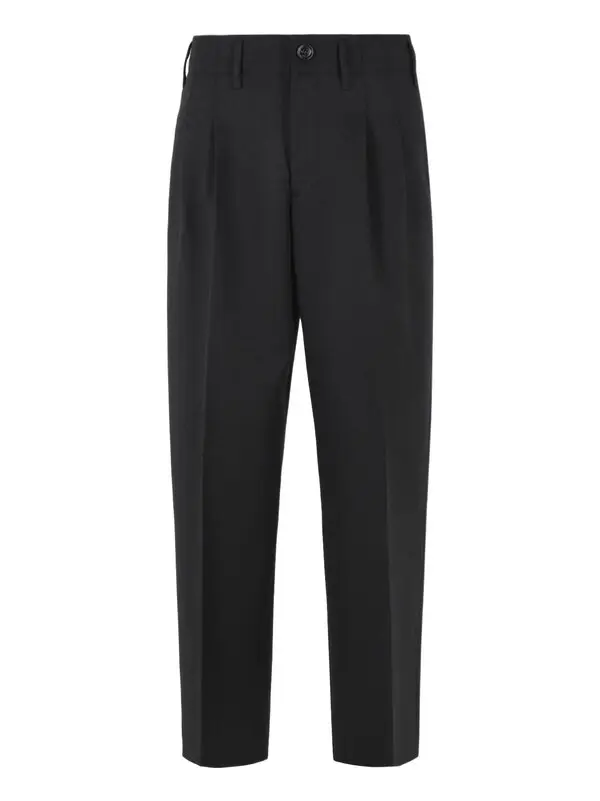 AMI Paris Pleated Straight-leg Trousers - Black
