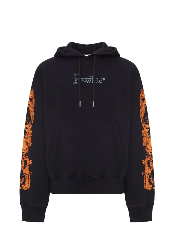 Off-White Long Sleeve Hooded Sweatshirt - Black